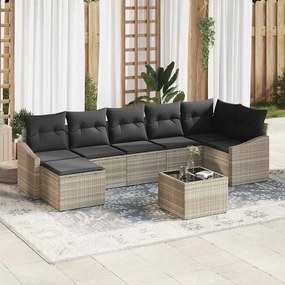 Set pohovek 8 ks Světle šedá polyratan 3346822