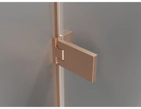 Mexen Lunar-F L, sklápěcí sprchový kout pravý 80 x 80 cm, 8mm čiré sklo, profil měděná matná, 836L-080-080-65-00-P