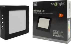 LED přisazený stropní panel – čtverec, 6 W, 660 lm, černý