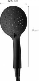 Erga Wemi, 3-funkční ruční sprcha s hadicí 150 cm, 12,5 × 14 cm, černá matná, ERG-YKA-BP.WEMI-BLK