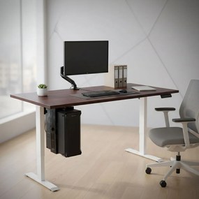 Výškově nastavitelný stůl OfficeTech B, 160 x 80 cm, bílá podnož, wenge