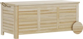 185 L venkovní úložný box, úložný box na kolečkách, odolný proti povětrnostním vlivům, jedlové dřevo, 110 x 50 x 50 cm, světle hnědý
