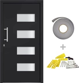 Vchodové dveře hliník a PVC antracitové 100 x 200 cm 3056827