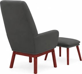 relaxační křeslo, s podnožkou, odpočinkové, masivní kaučukovník/kov/textil, 95x76x71 cm, nohy tmavé/tmavě šedá, Dekorino KR20260085