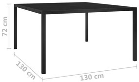 vidaXL Marketos Zahradní stůl 130 x 130 x 72 cm černý ocel a sklo