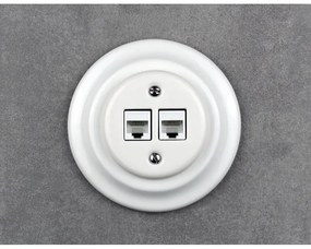 Elhard Kulatá keramická zásuvka 2xRJ45, bílá KV2022W