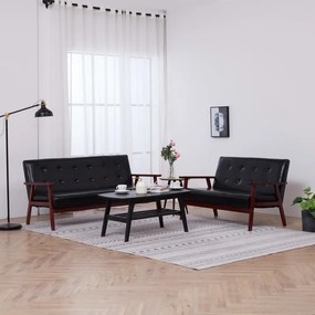 Sedací souprava 2 ks černá umělá kůže 278396
