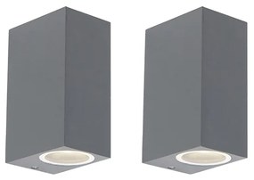Sada 2 moderních nástěnných lamp tmavě šedých 2-světlo IP44 - Baleno