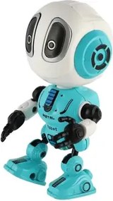 TEDDIES Robot ECHO modrý / Opakuje věty / kov / 12 cm / světlo a zvuk