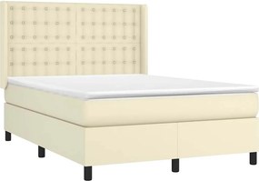 Box spring postel s matrací krémová 140x190 cm umělá kůže 3132497
