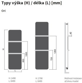 Isan Ori 1490 x 490 mm koupelnový radiátor bílý