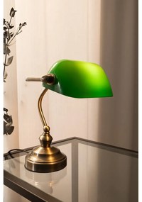 Stolní lampa v zelené a mosazné barvě Markslöjd Bankers, výška 25 cm