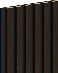 Mexen Lam-F, akustické stěnové lamely 275 × 30 cm, plstěný podklad 8 mm, technická dýha, eben hnědý, S105-275307-3015-022