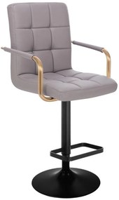 LuxuryForm DESIGN Barová židle VERONA GOLD na černé kulaté podstavě - šedá