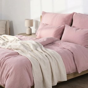 Celoroční mušelínové povlečení Soft Pink - GOTS Velikost: 140 x 200 + 70 x 90
