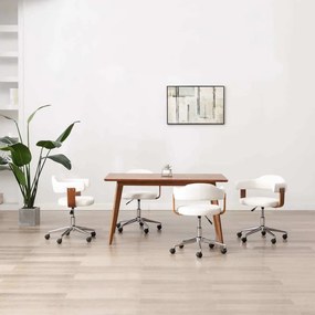 vidaXL Otočné jídelní židle 4 ks ohýbané dřevo a textil [3054894] Barva: Bílá