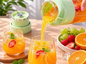Verk Group Láhev s mixérem usb 1200 ml, hrnek na smoothie, šejker se slámkou a páskem