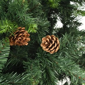 vidaXL Umělý vánoční stromek LED osvětlení sada koulí a šišky 210 cm [3077798] Barva: Zeleno-šedý