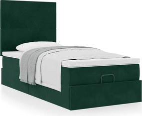Osmanský rám postele s matracemi tmavě zelené 100x200cm samet 3313382