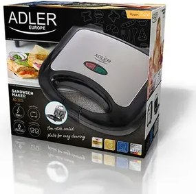 Adler AD 3015 / Sendvičovač / 750W / 2 sendviče / černá
