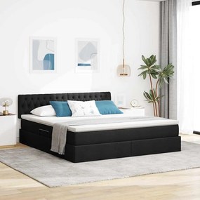 Postel s úložným prostorem a matrací Černá 180 x 200 cm Samet 3370589