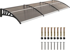 Outsunny Hnědý slunečník 303x96x27 cm pro dveře a okna, chránící proti slunci a dešti, s podpěrami z polykarbonátu a PP | Aosom