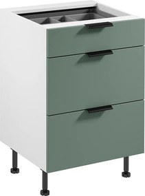 SORENTO jv | dolní skříňka D60S3 se zásuvkami a příborníkem | 60 cm | bílá/zelená
