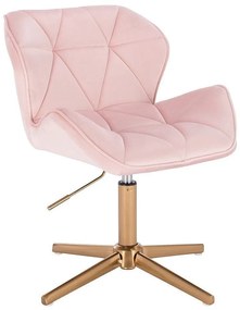 LuxuryForm DESIGN Židle MILANO VELUR na zlatém kříži - světle růžová