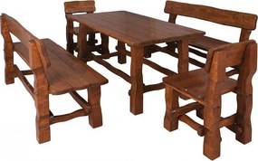 Casarredo - Komfort nábytek Dřevěná zahradní sestava OM-101, (1x stůl + 2x lavice + 2x židle) výběr barev | barva: bez-moreni-olse-natural