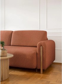 Rozkládací/s úložným prostorem pohovka z textilie bouclé v terakotové barvě 244 cm Arcadova – ELTAP