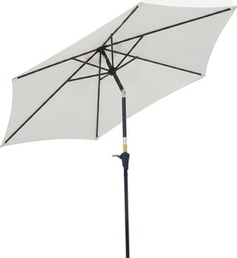 Outsunny skládací slunečník zahradní slunečník s ruční klikou 2,6 m hliníkový polyester 180/㎡ Béžová, ideální pro zahradu a terasu |