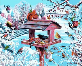 Malování podle čísel s rámem "ptačí budka" 50x40cm