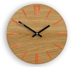Nástěnné hodiny Carlo Wood hnědo-oranžové