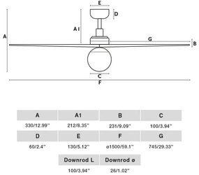 FARO 34279-11L - Stropní ventilátor KLIM L 1xE27/15W/230V dub/bílá + DO