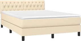Box spring postel s matrací a LED krémová 140x200 cm textil 3133402