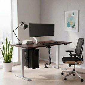 Výškově nastavitelný stůl OfficeTech A, 120 x 80 cm, šedá podnož, wenge