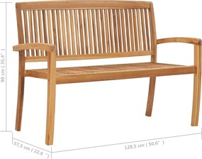 vidaXL Stohovatelná zahradní lavice s poduškou 128,5 cm masivní teak [3063302] Barva: Šedá