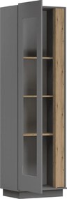 IDZ Vitrínová skříň GREY II 1D 02, 58 cm Šedá/Dub Artisan