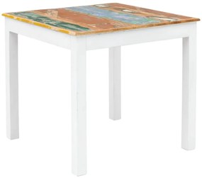 furniture-nabytek.cz - Masivní jídelní stůl Perano z recyklovaného dřeva, lakovaný, bílý s barevnými prvky – 80×80 cm