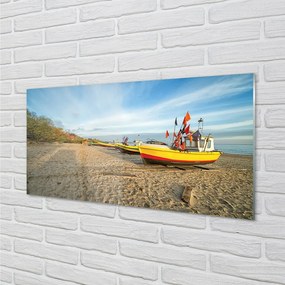 Obraz na skle Gdańsk Beach lodě sea 140x70 cm