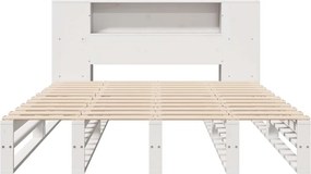 Postel s knihovnou bez matrace bílá 135 x 190 cm masivní dřevo 3323894
