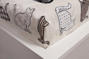 JERRY FABRICS Plyšové prostěradlo Kočky béžové  Polyester, 90/200 cm