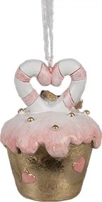 Růžovo-zlatá vánoční ozdoba Cupcake - Ø 5 * 6 cm
