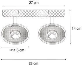 Průmyslové stropní bodové světlo černé se dřevem 2-světlo - Jasmine
