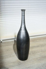 Váza DELGADA, sklolaminát, výška 56 cm, černo-stříbrná