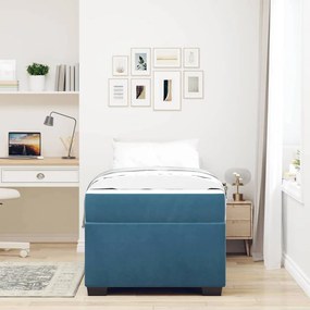 Rám postele s matrací Tmavě modrá 100 x 200 cm textil 3399276