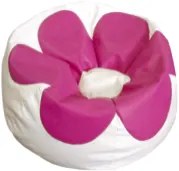 ANTARES Flower - Sedací pytel 90x90x55cm - koženka bílá/růžová