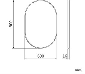 Erga Oval, oválné zrcadlo 60x90cm, zlatý rám, ERG-V01-OVAL-6090-GD