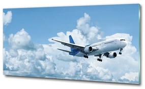 Wallmuralia Moderní skleněný obraz z fotografie Letadlo na nebi 100x50