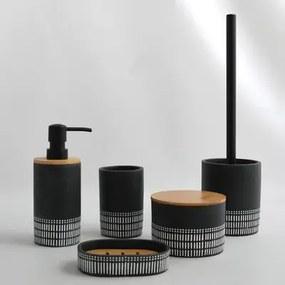 Spirella YUMA dóza na odličovací tampony černo-bílá / Polyresin, bambu